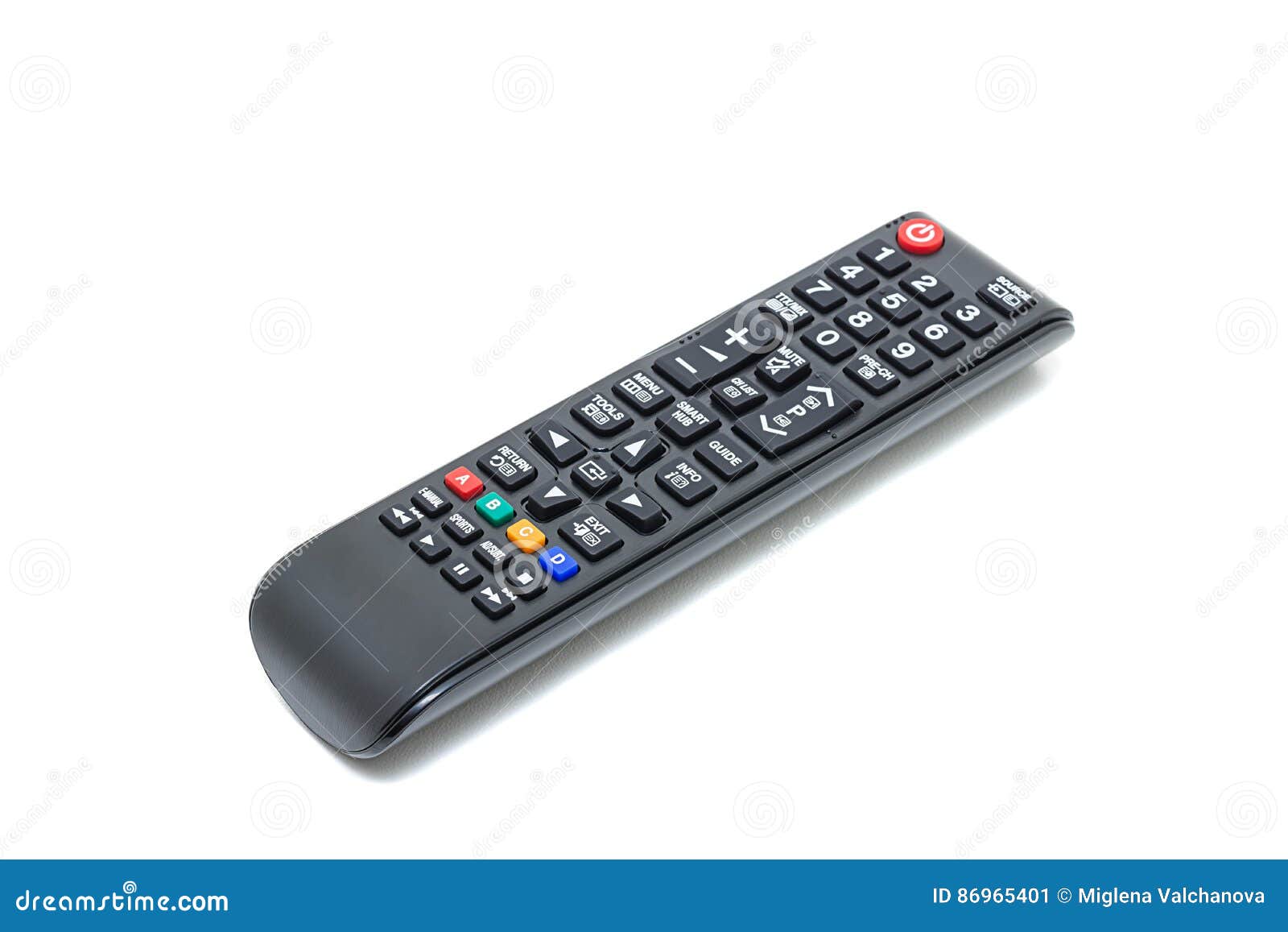 Black TV Remote Control on White Background Stock Image - Image of ...