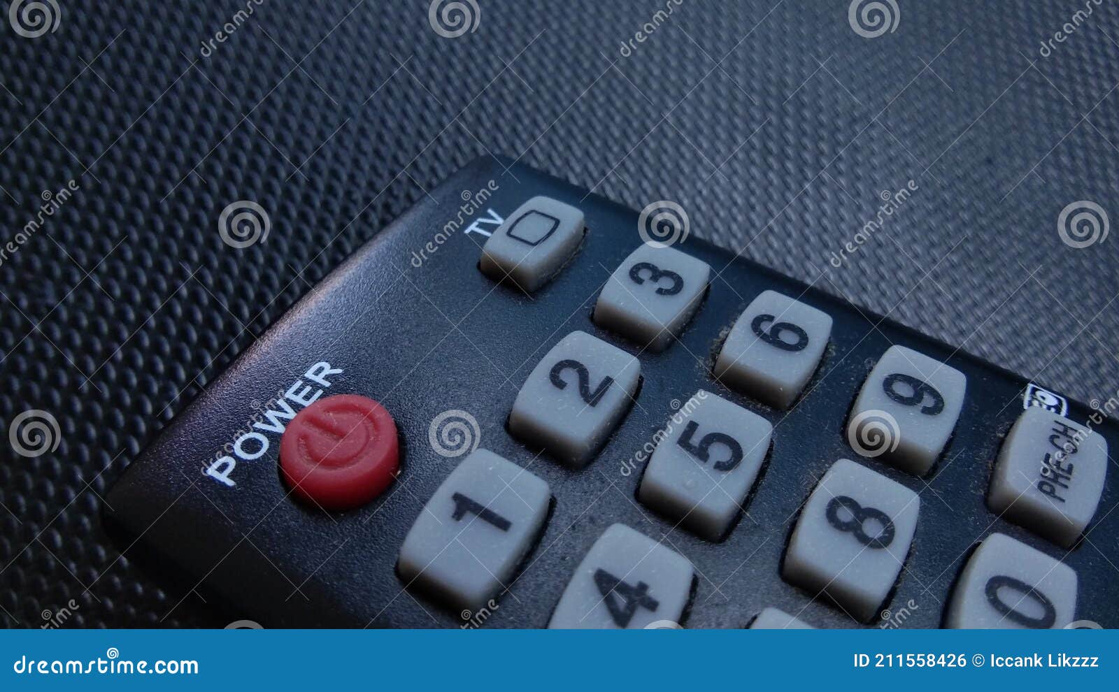 Black Tv Remote and Gray Button and Red Power Button Stock Photo ...
