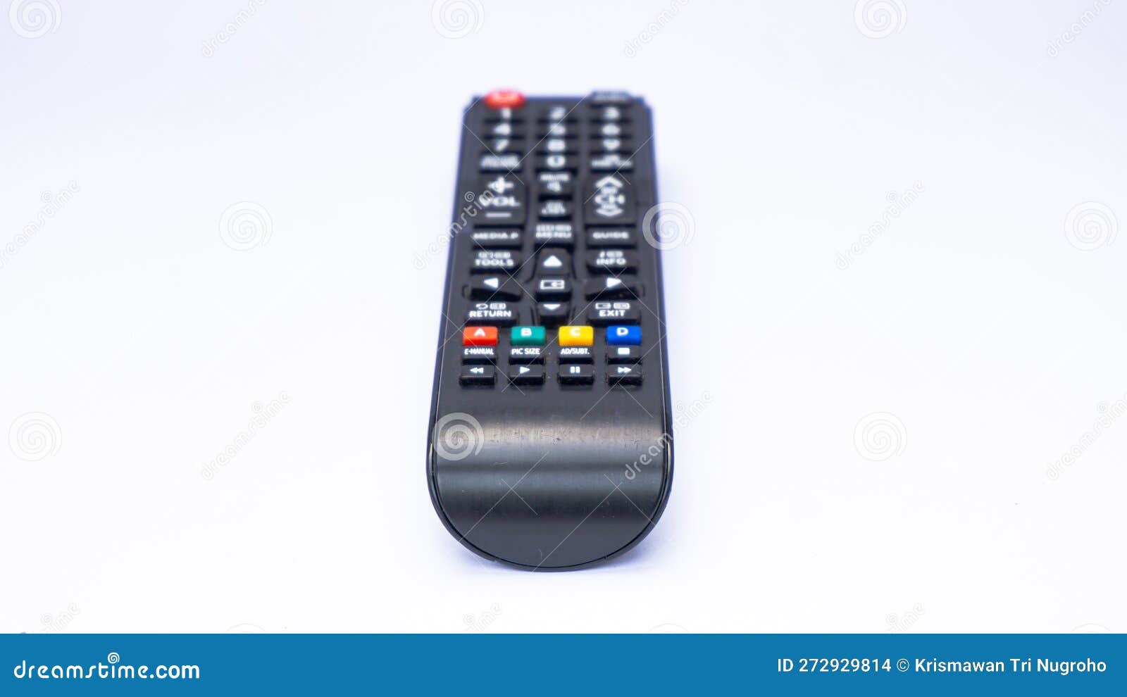 A Black Tv Remote is Isolated on White Background. Stock Photo - Image ...