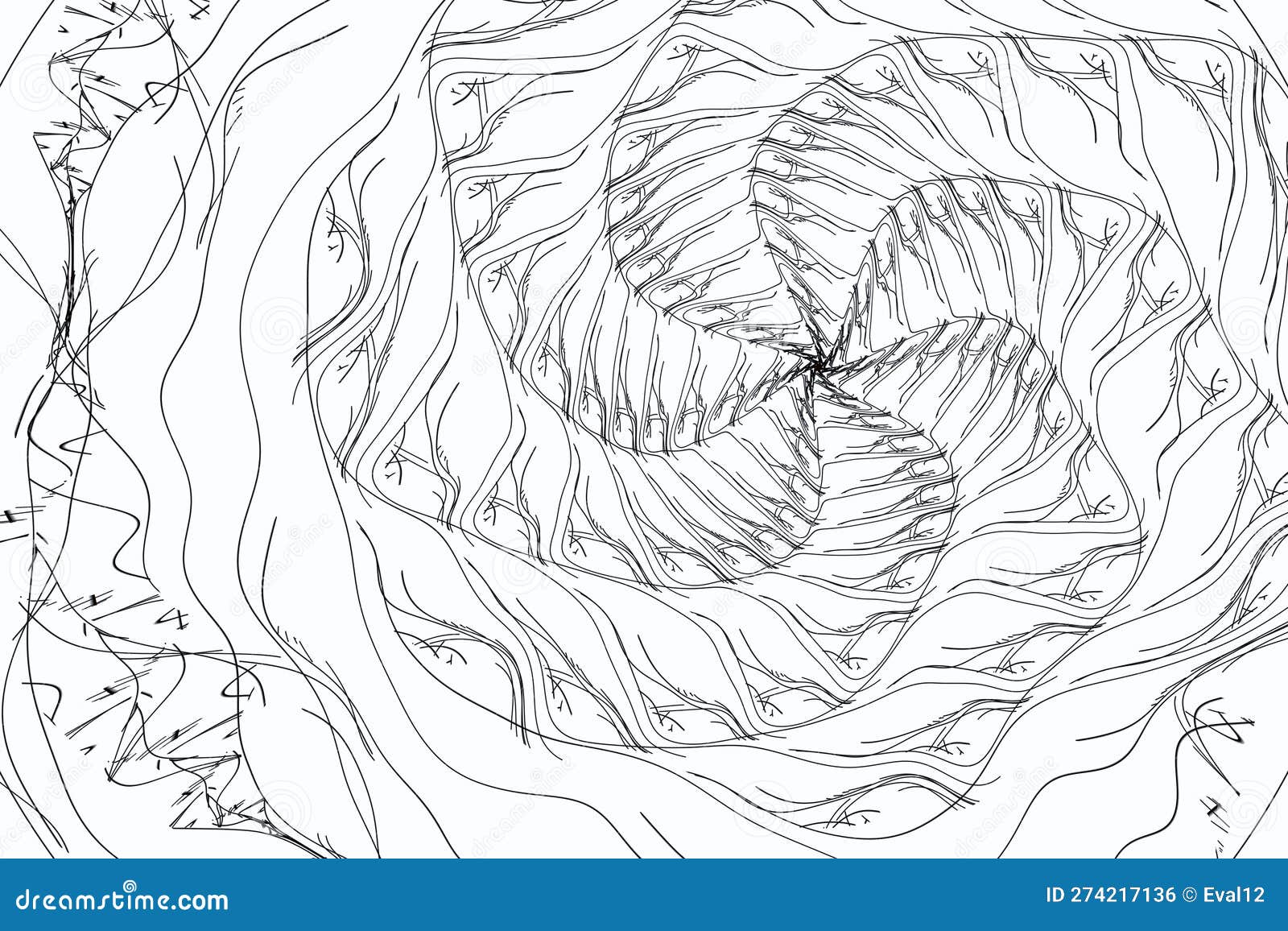 Black Twisted Doodle Lines Patterns Coloring Page For Adults, Isolated ...