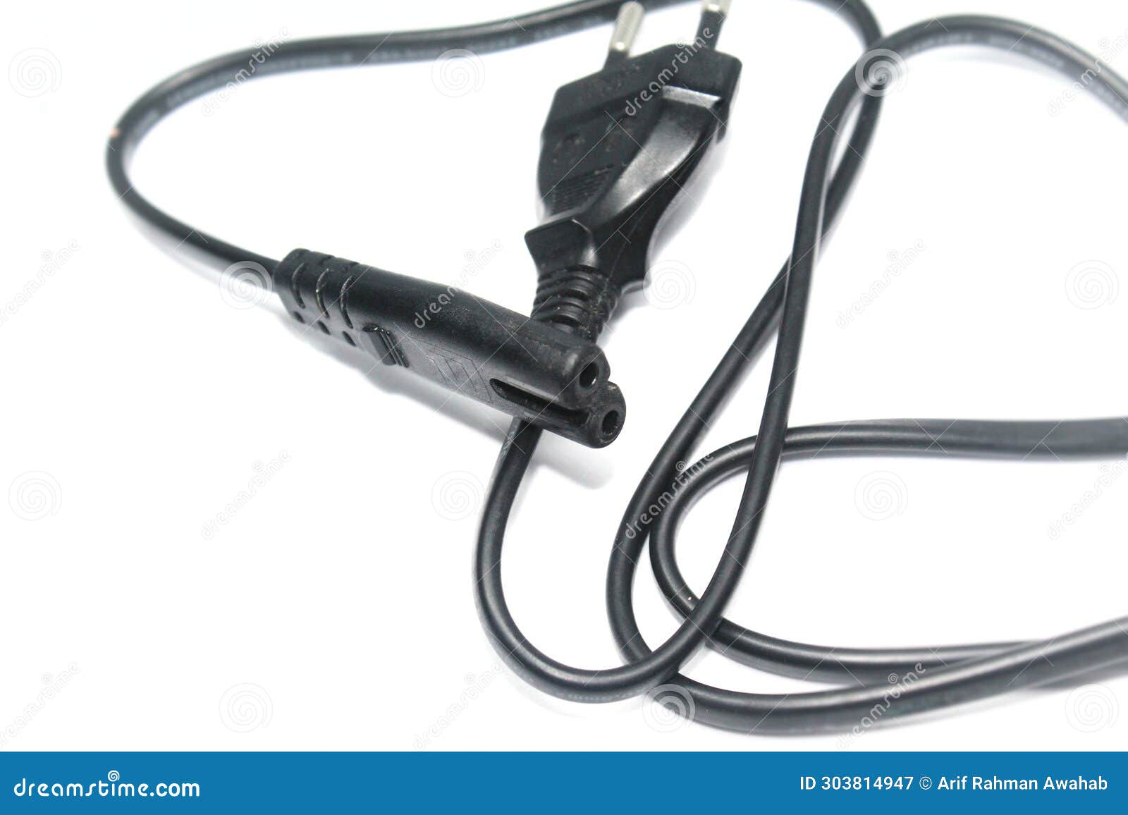 Black Two Pin Cable Power Plug for Electricity and Connection Supply ...