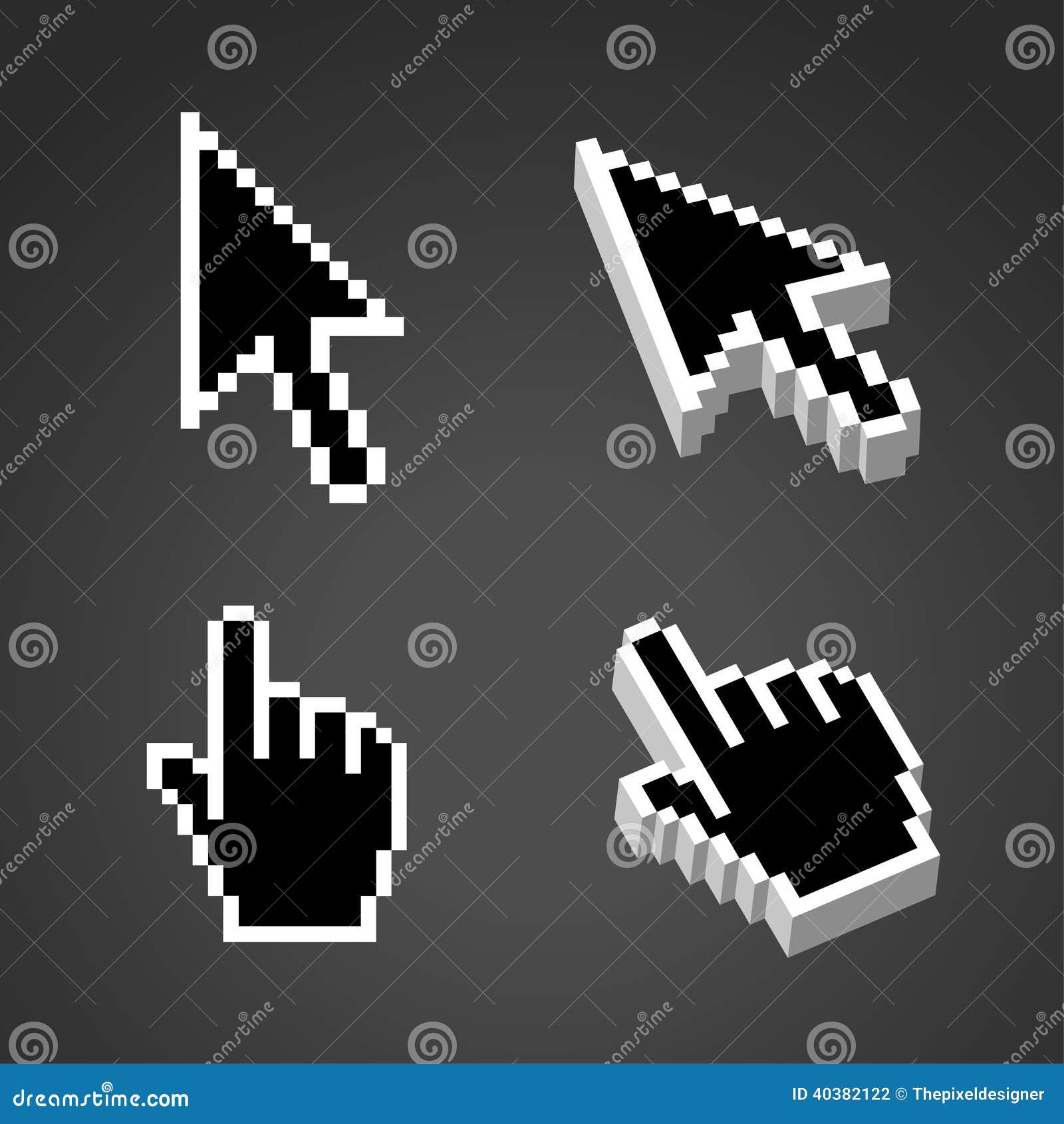Black Two or Three Dimensional Stock Vector - Illustration of pointer ... Black Two or Three Dimensional Stock Vector - Illustration of pointer ...