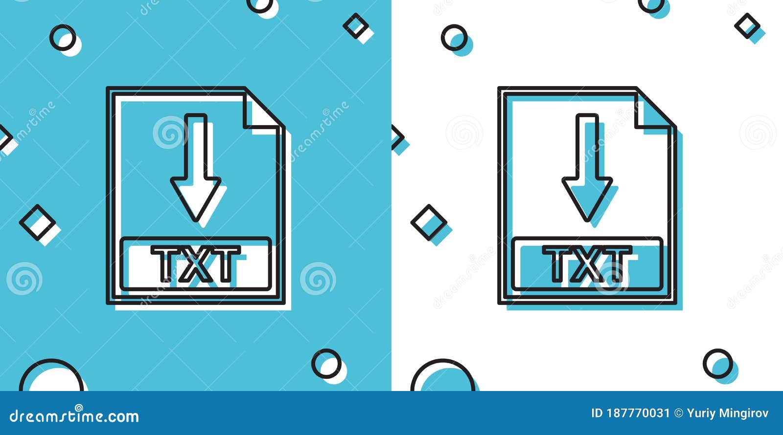 Black TXT File Document Icon. Download TXT Button Icon Isolated on Blue ...