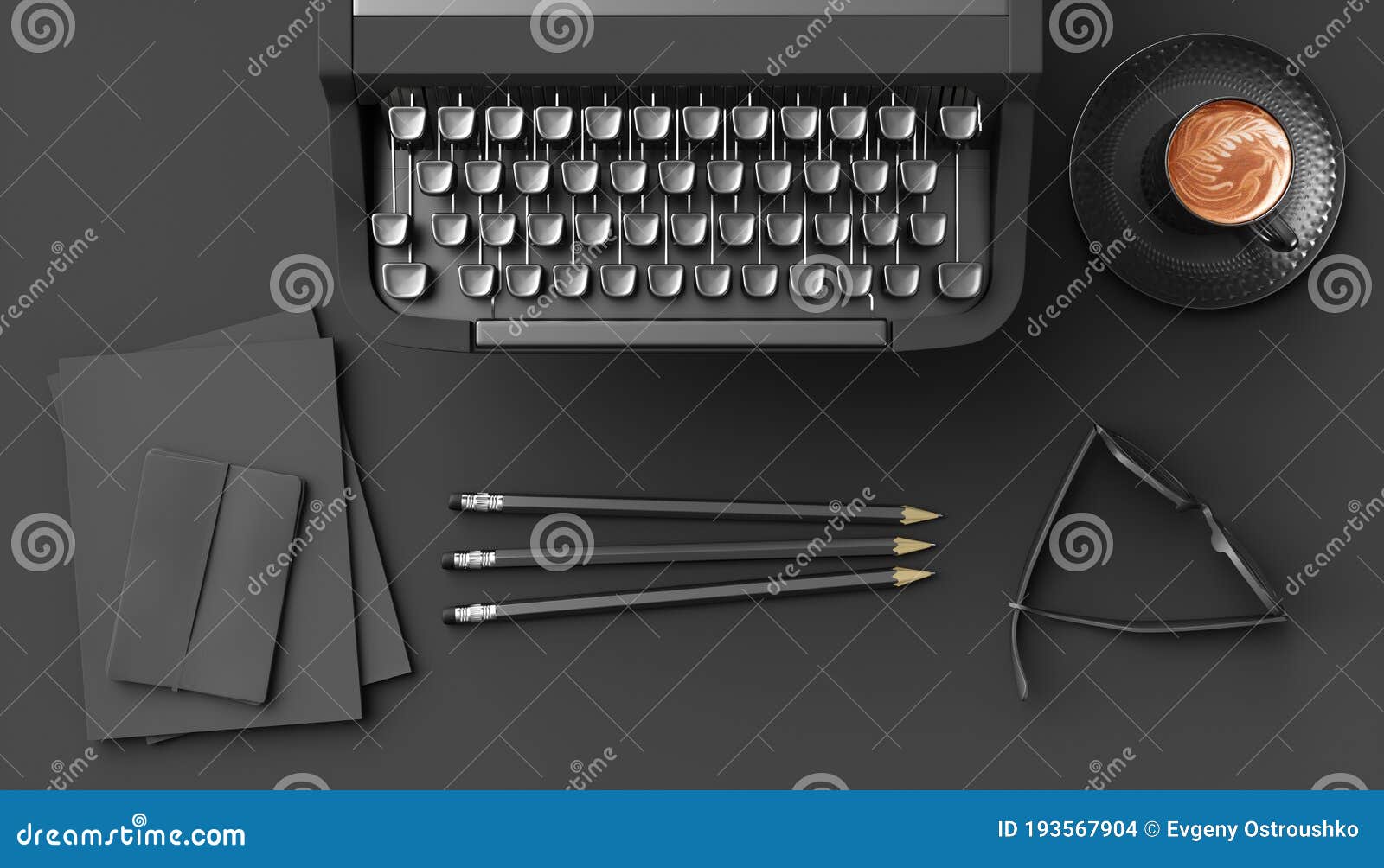Black Typewriter on a Black Background Stock Illustration ...