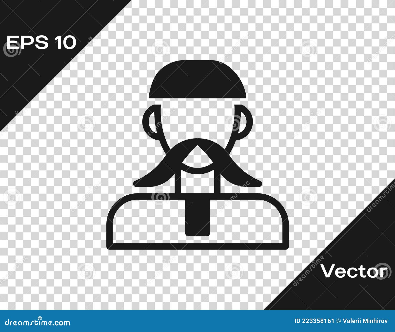 Black Ukrainian Cossack Icon Isolated On Transparent Background. Vector ...