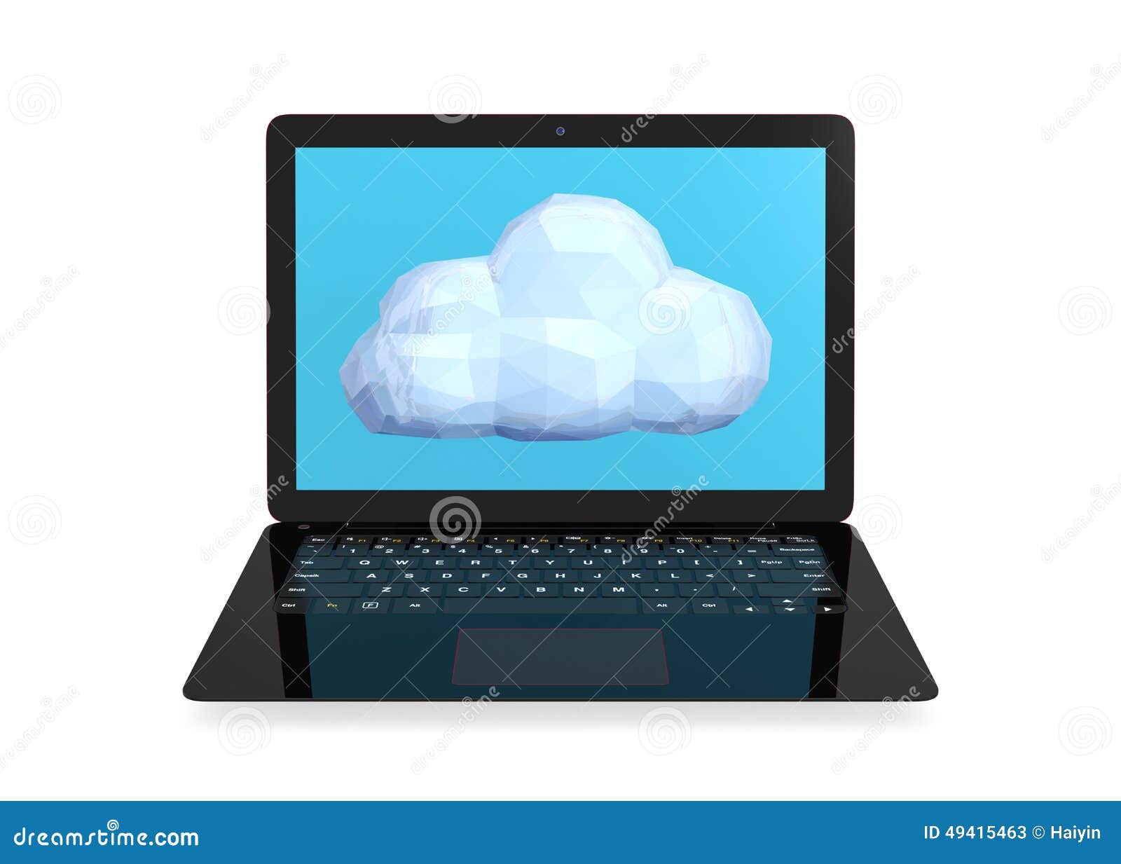 Black Ultra Thin Laptop with Low Polygon Cloud Model Stock Illustration ...