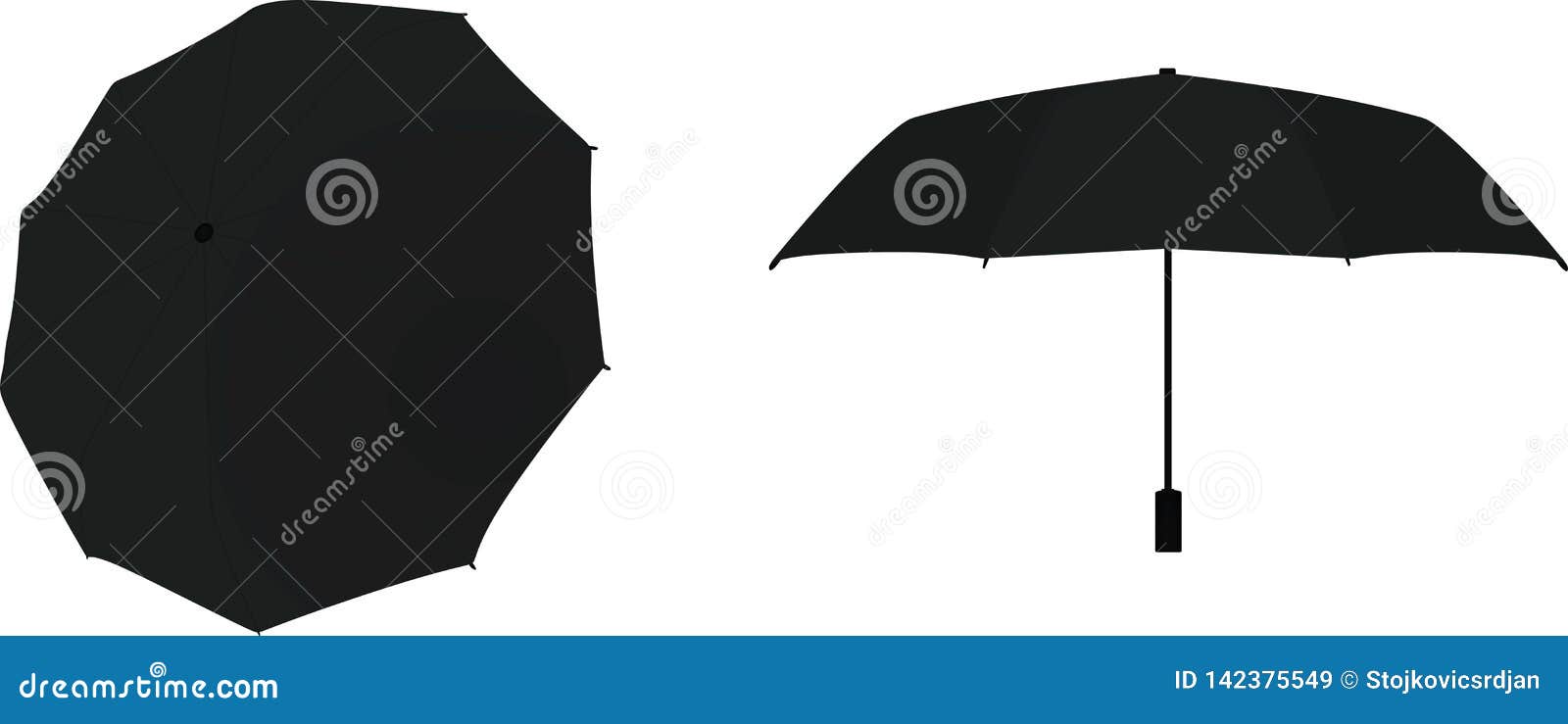 Black umbrella, side view stock vector. Illustration of icon - 142375549