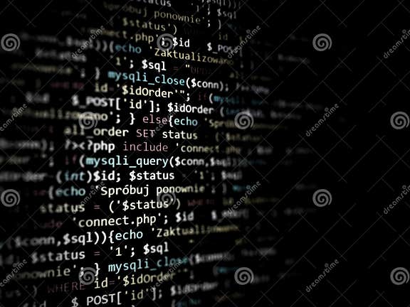 Black Unique Background Programming Php On Laptop Computer Screen Program Code Php Html Css Of