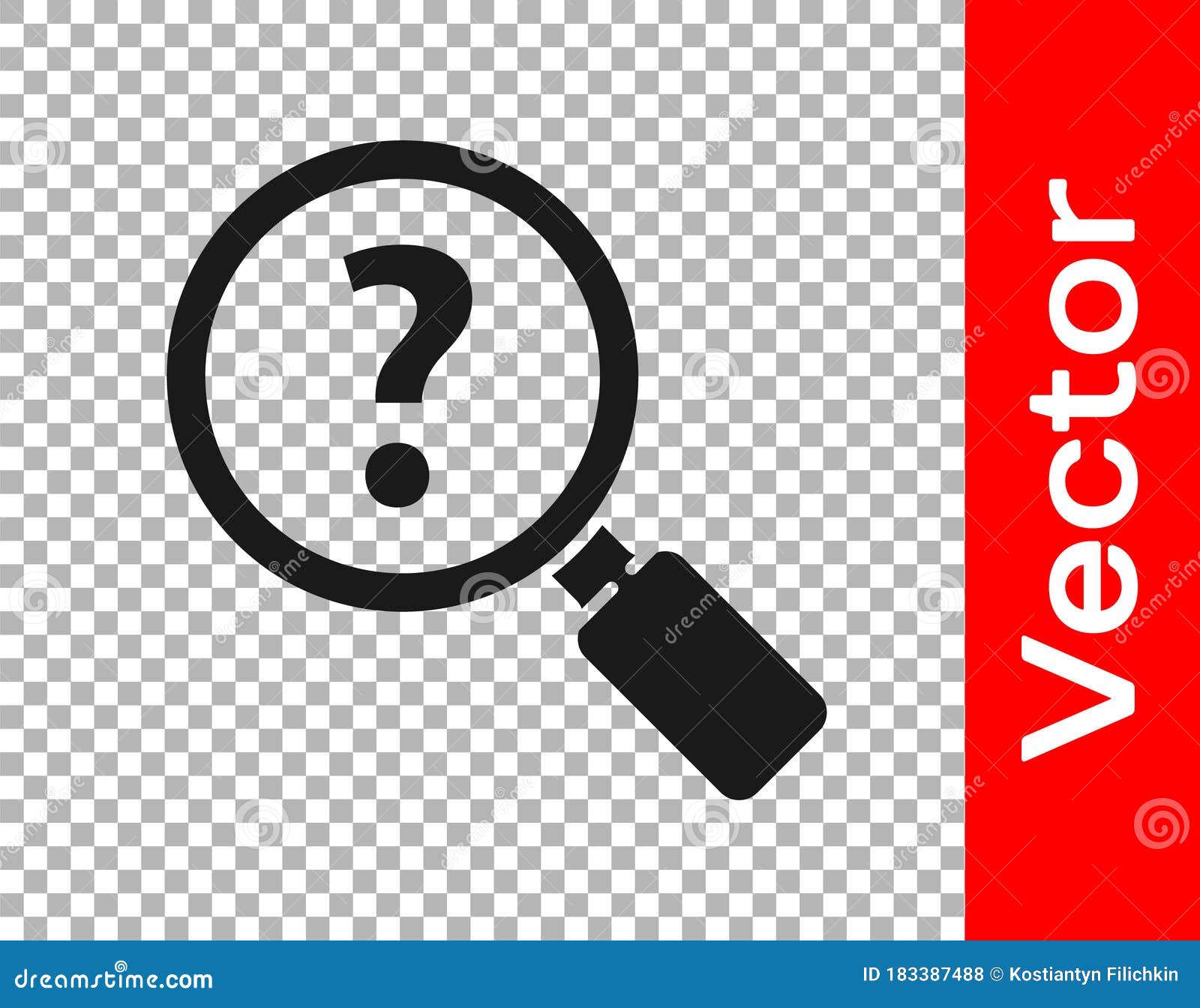 Black Unknown Search Icon Isolated on Transparent Background ...