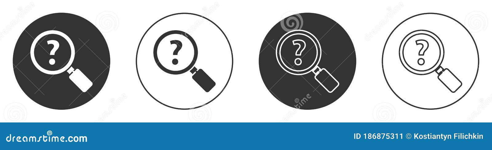Black Unknown Search Icon Isolated on White Background. Magnifying ...