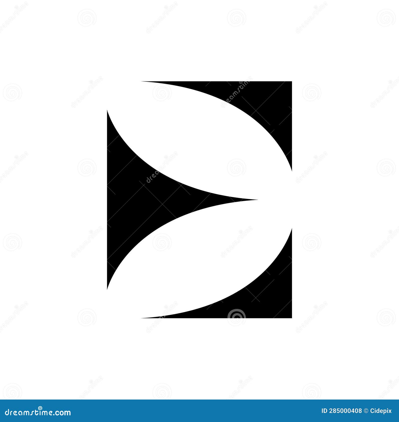 Black Uppercase Letter E Icon with Curvy Triangles Stock Vector ...