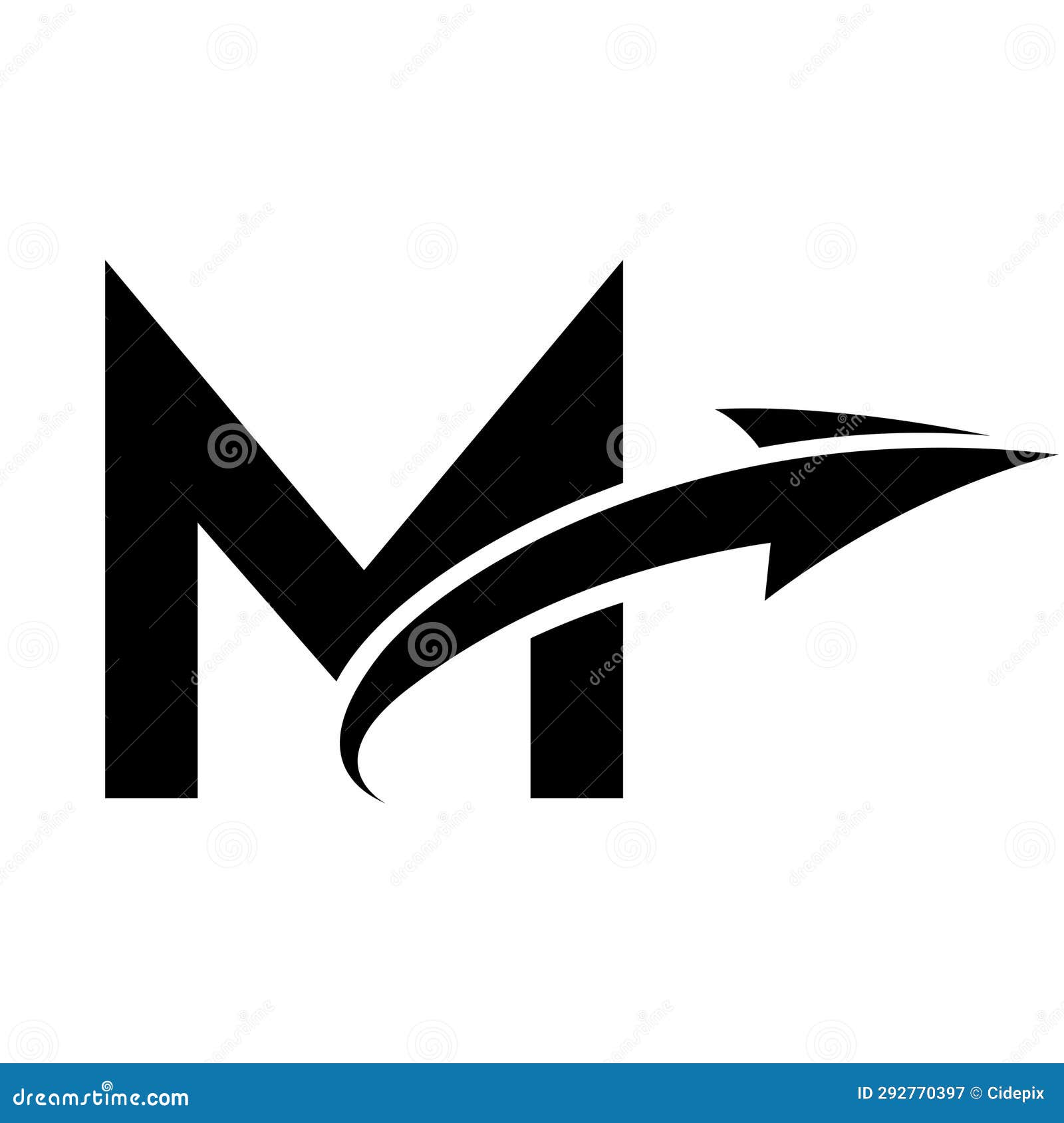 Black Uppercase Letter M Icon with an Arrow Stock Vector - Illustration ...