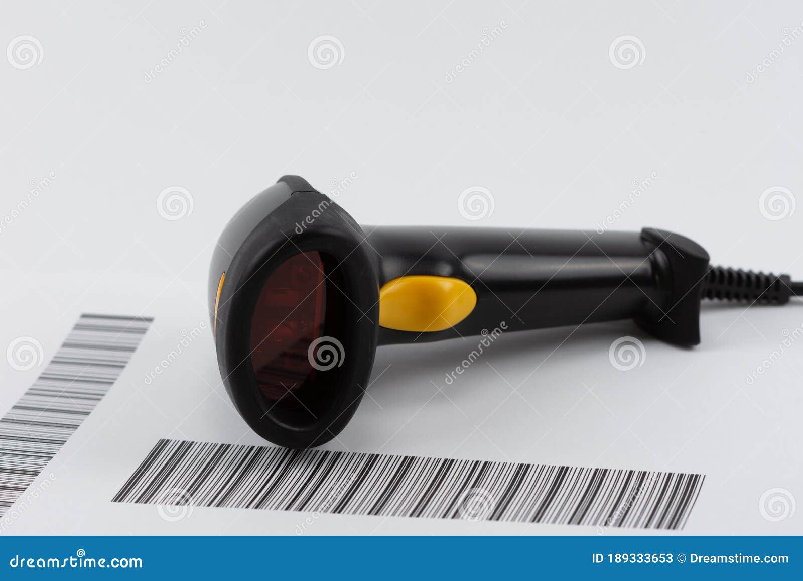 Black USB Barcode Scanner with Yellow Shutter Stock Image - Image of ...