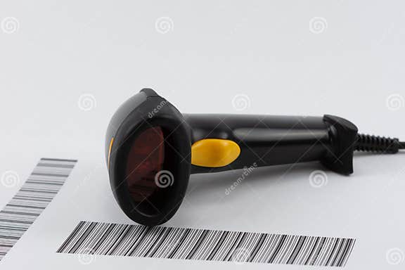 Black USB Barcode Scanner with Yellow Shutter Stock Image - Image of ...