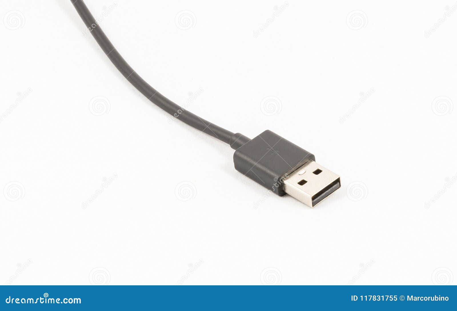 Black USB cable stock image. Image of black, isolated - 117831755