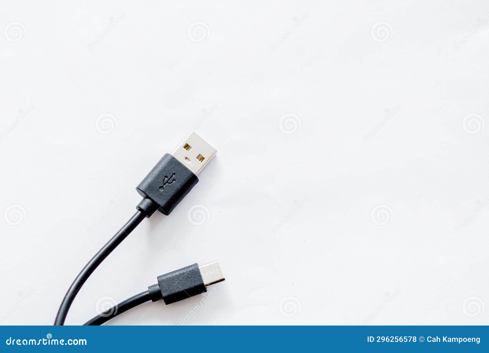 Black USB Charging Cable, Compatible for Many Devices, Isolated on ...