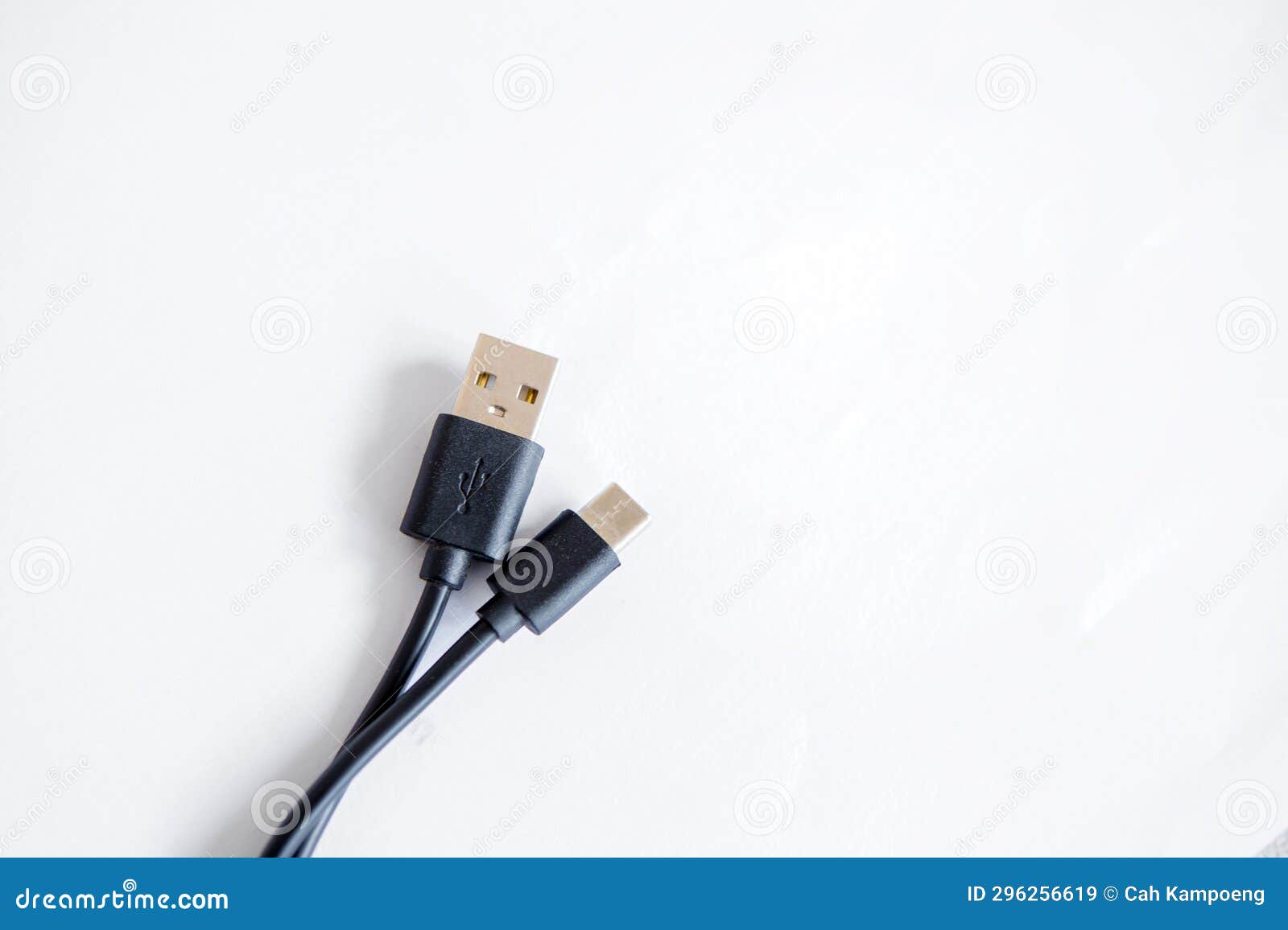 Black USB Charging Cable, Compatible for Many Devices, Isolated on ...