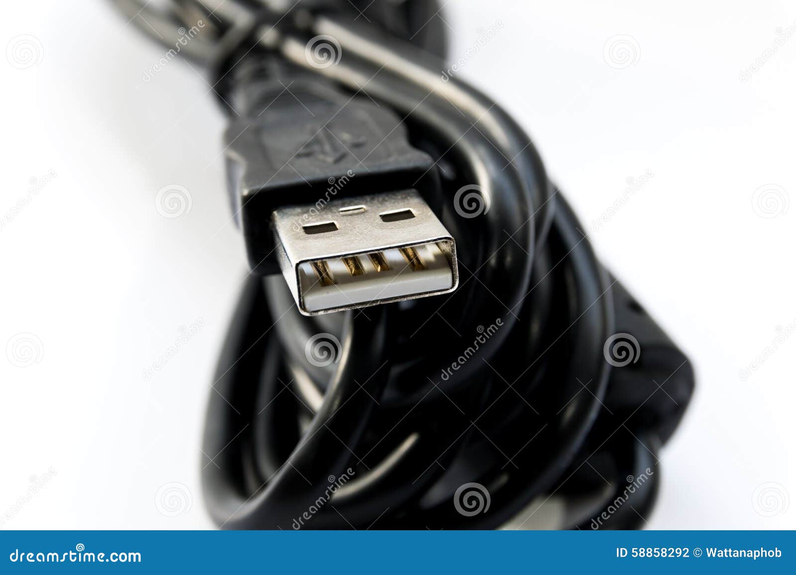 Black USB connector. stock photo. Image of information - 58858292