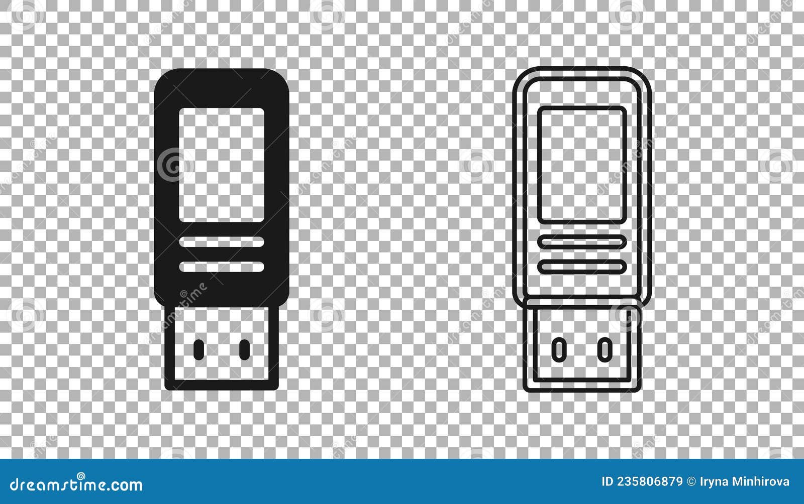 Black USB Flash Drive Icon Isolated on Transparent Background. Vector ...