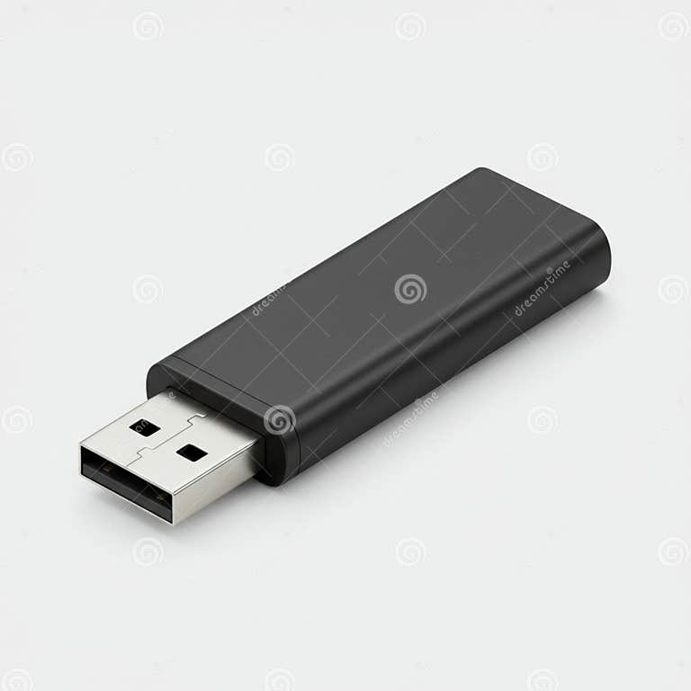 A Black USB Flash Drive with a Rectangular Shape and a Metallic ...