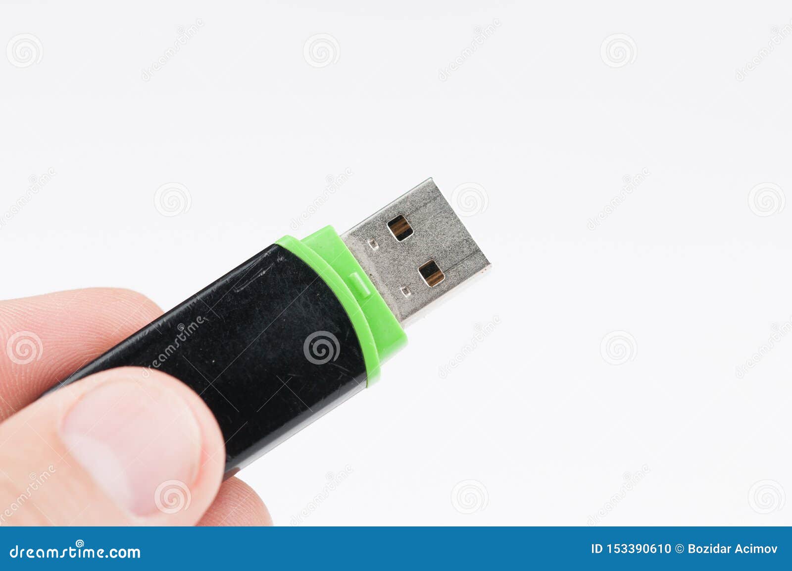 Black Usb Flash Memory in Hand Isolated on White Background Stock Photo ...
