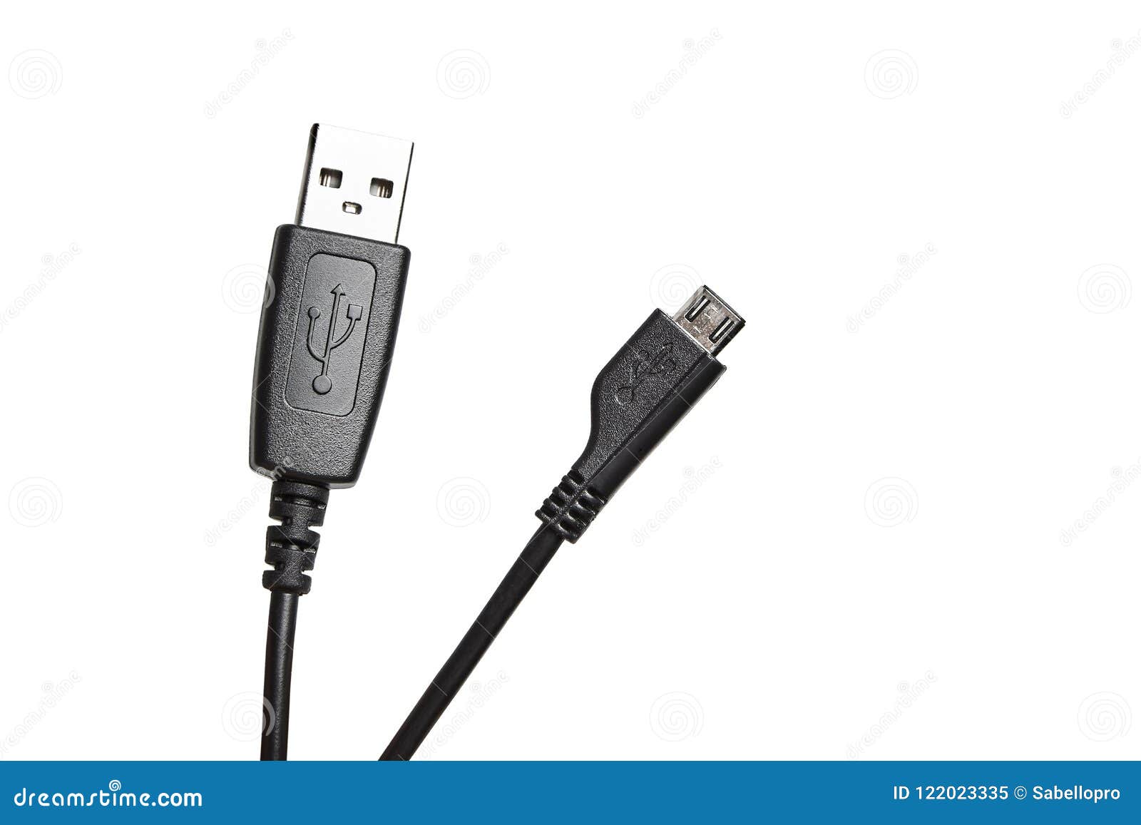 Micro Usb To Usb Cable Plug Of Gray Color Isolated On White Background ...