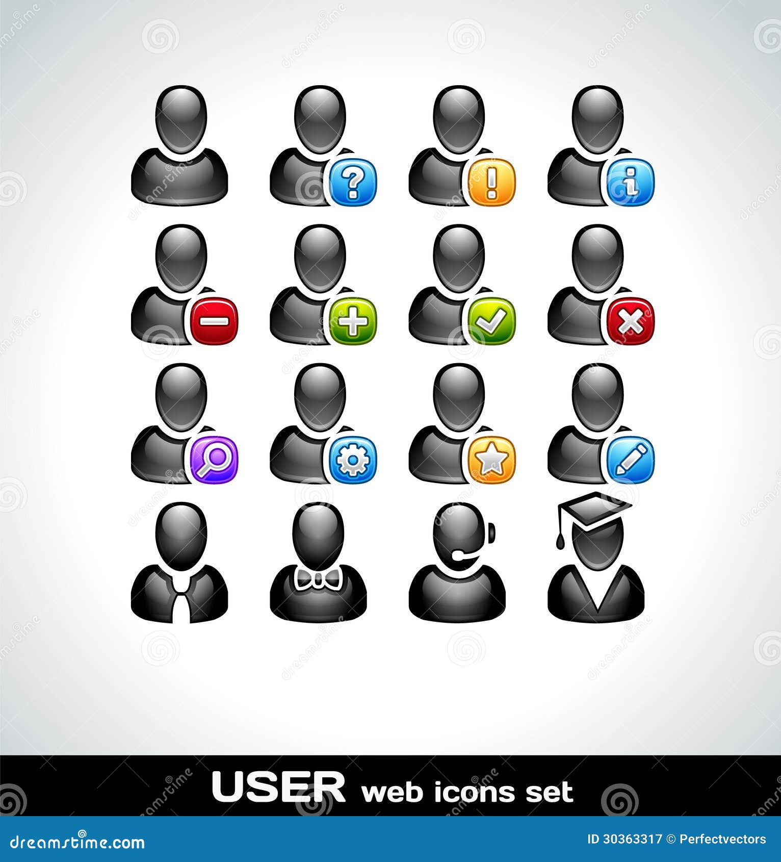 Black User Icons Set stock vector. Illustration of avatar - 30363317