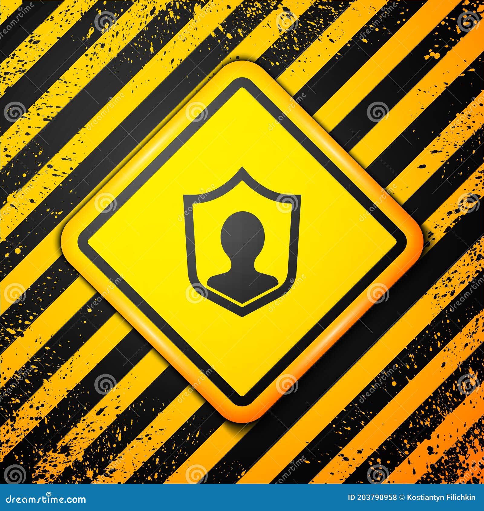 Black User Protection Icon Isolated on Yellow Background. Secure User ...