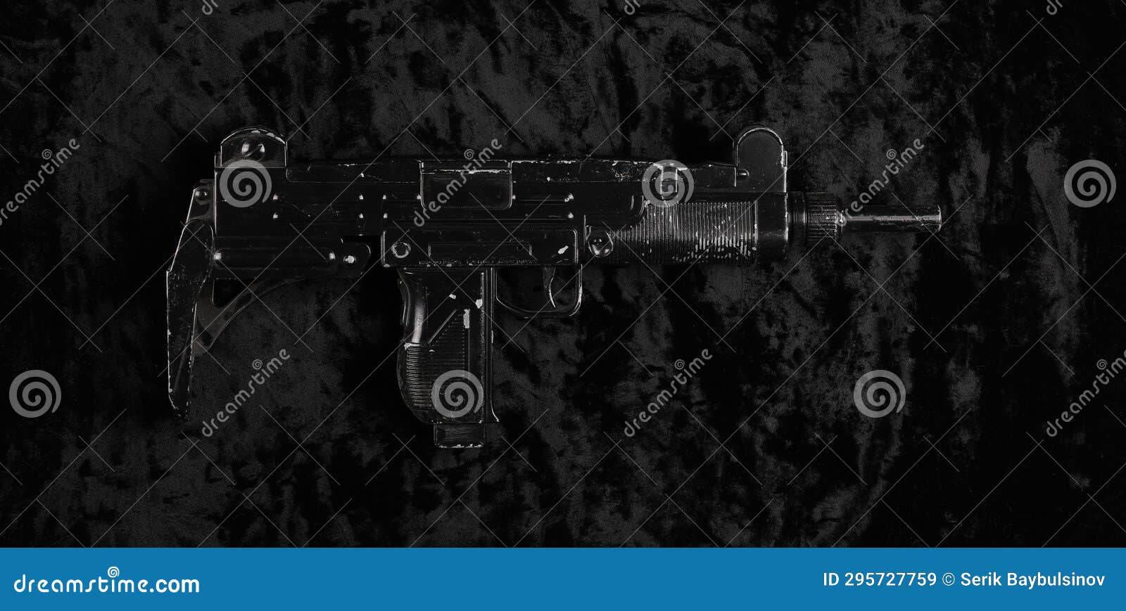 Uzi machine on black stock image. Image of rifle, danger - 295727759