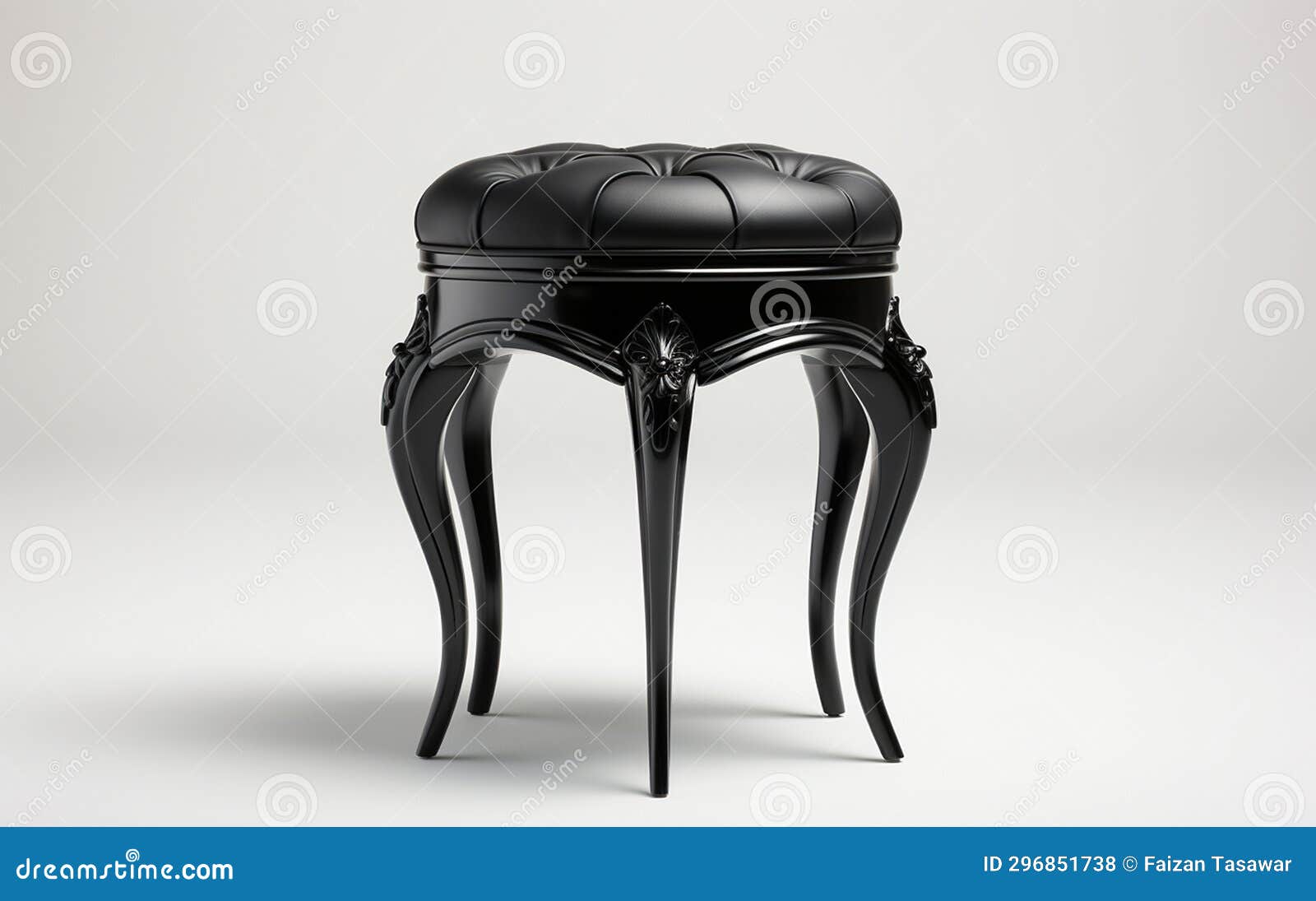 A Black Vanity Stool on a White Background -Generative Ai Stock Illustration - Illustration of ...