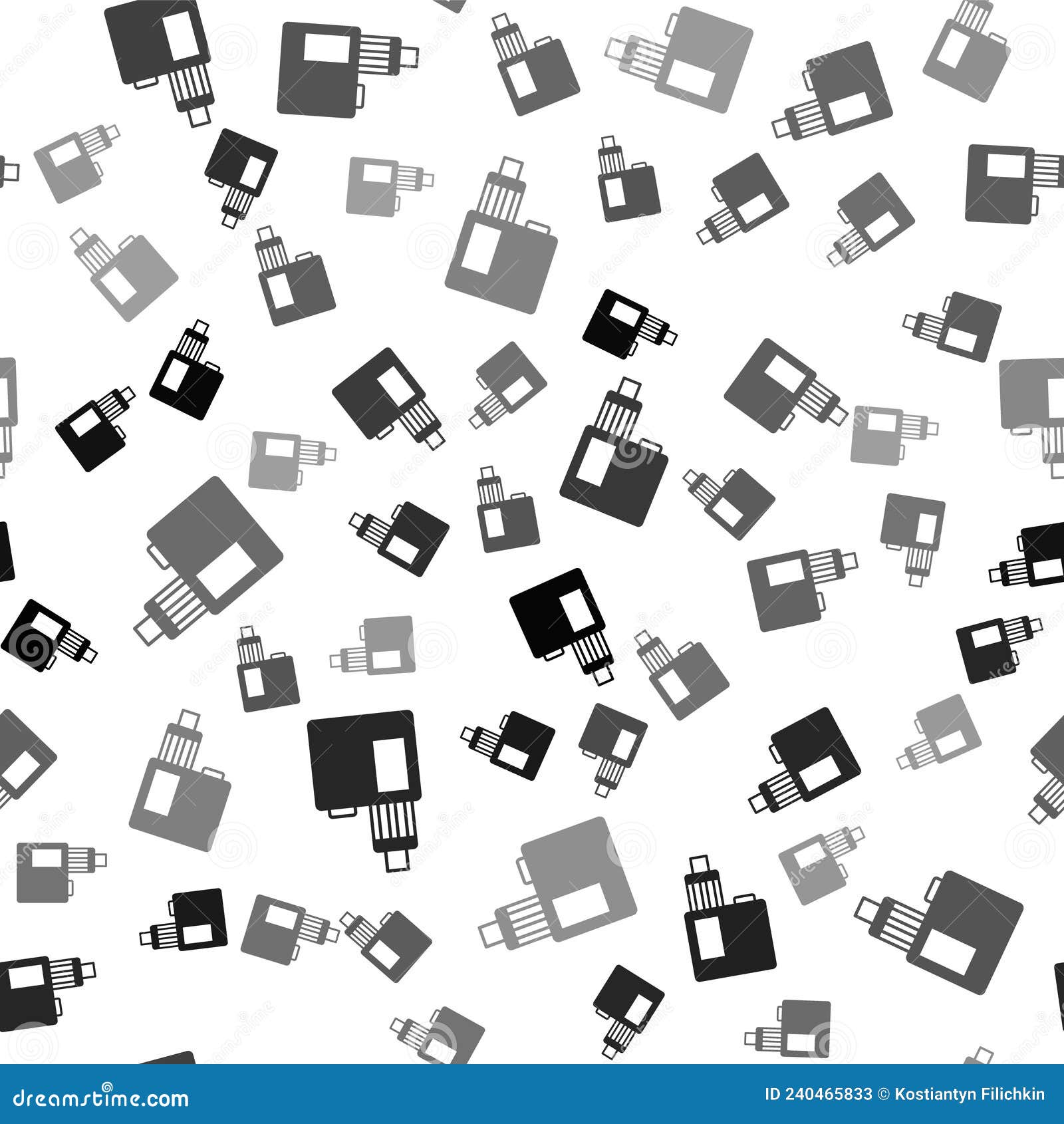 Black Vape Mod Device Icon Isolated Seamless Pattern on White ...
