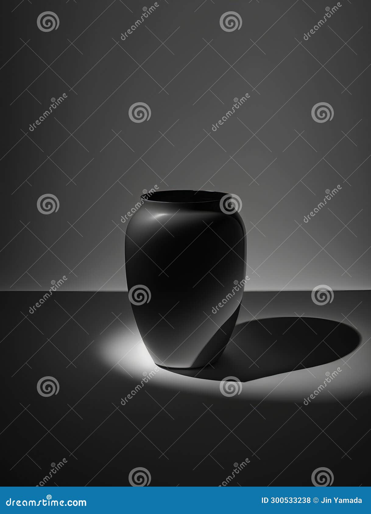 Black Vase with Shadow on the Floor. 3D Rendering Stock Illustration ...