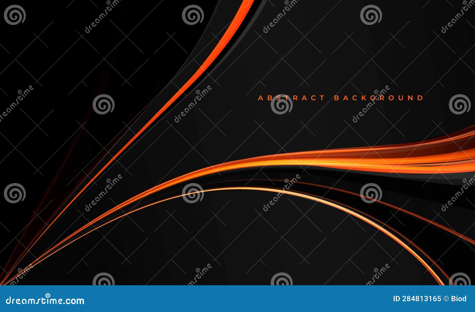 Black Vector Abstract Background with Bright Orange Ribbons and Lines ...