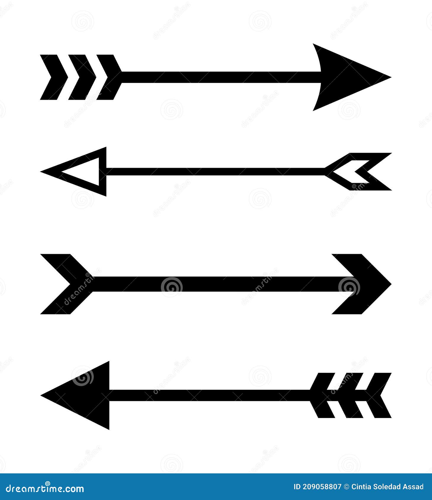Black Vector Arrows. Collection Four Arrows Sign Set Stock Vector ...