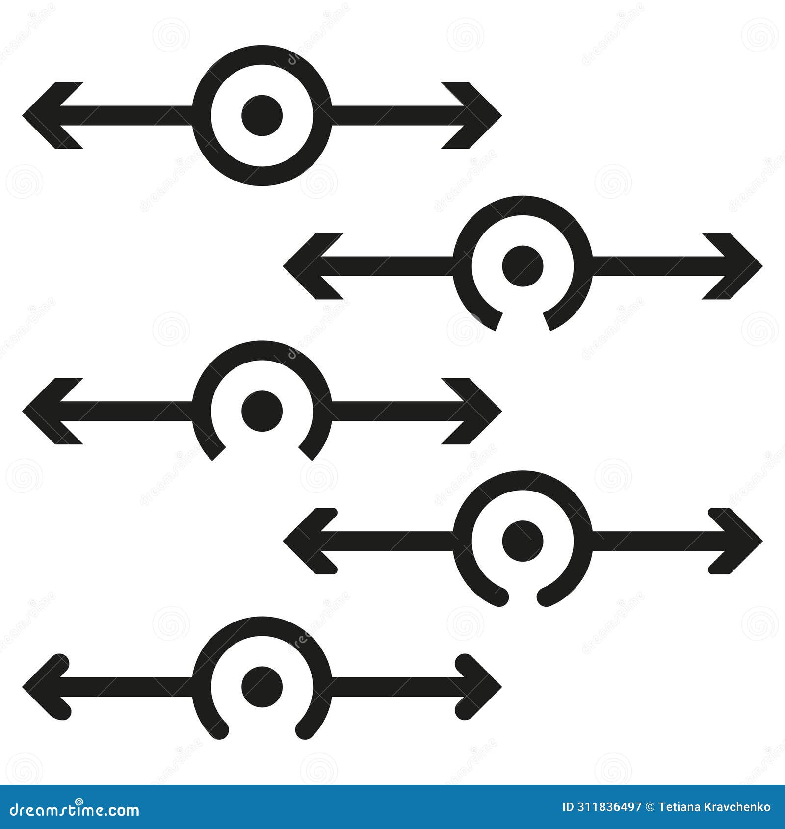 Black Vector Arrows Indicating Data Transfer or Movement Directions ...