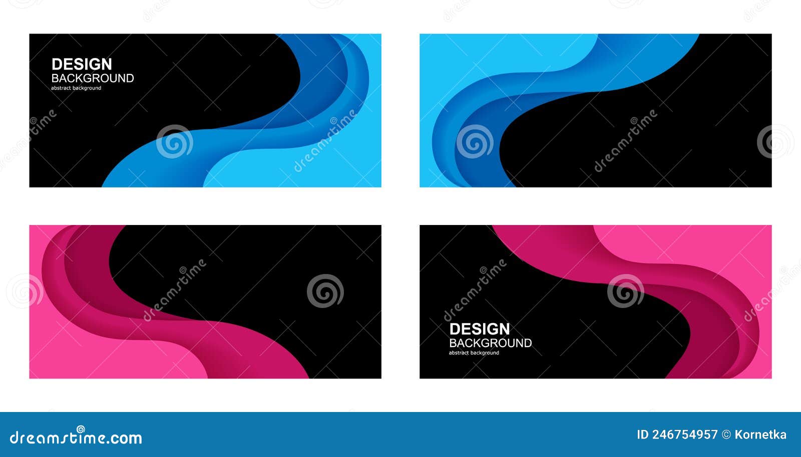Black Vector Background with Bright Blue and Red Wave. Abstract ...