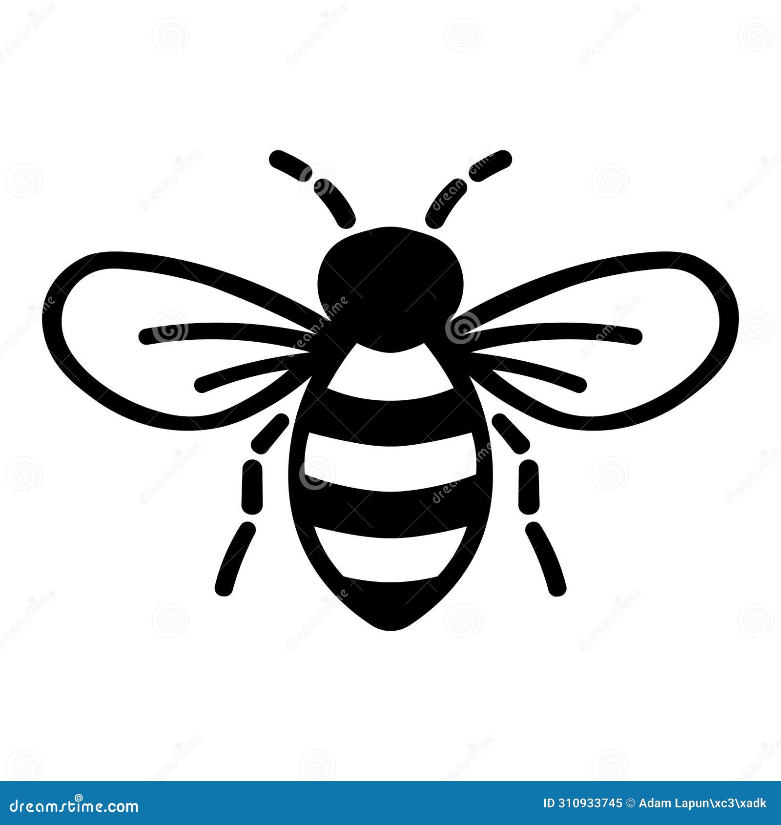 Black Vector Bee Icon on White Background Stock Vector - Illustration ...