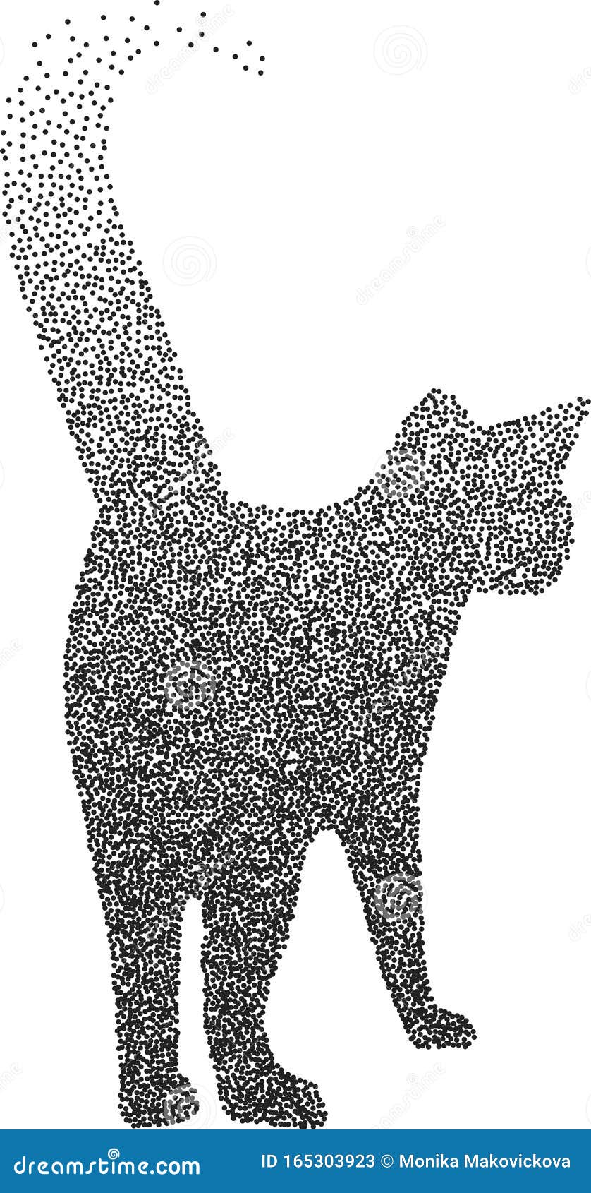 Black Cat Stipple Silhouette Stock Vector - Illustration of stipple, simple: 165303923