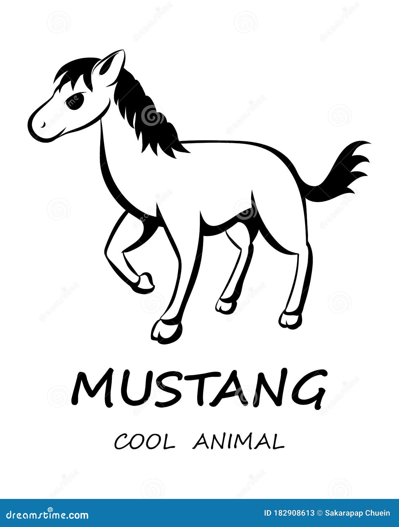 Black Vector of Cute Mustang Horse Eps 10 Stock Vector - Illustration ...