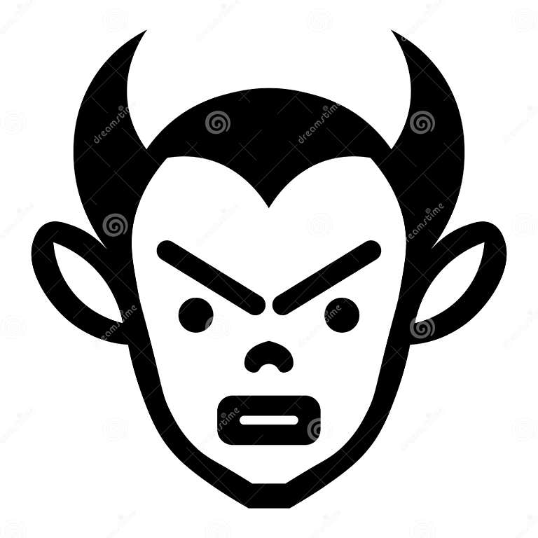 Black Vector Devil Icon on White Background Stock Vector - Illustration ...