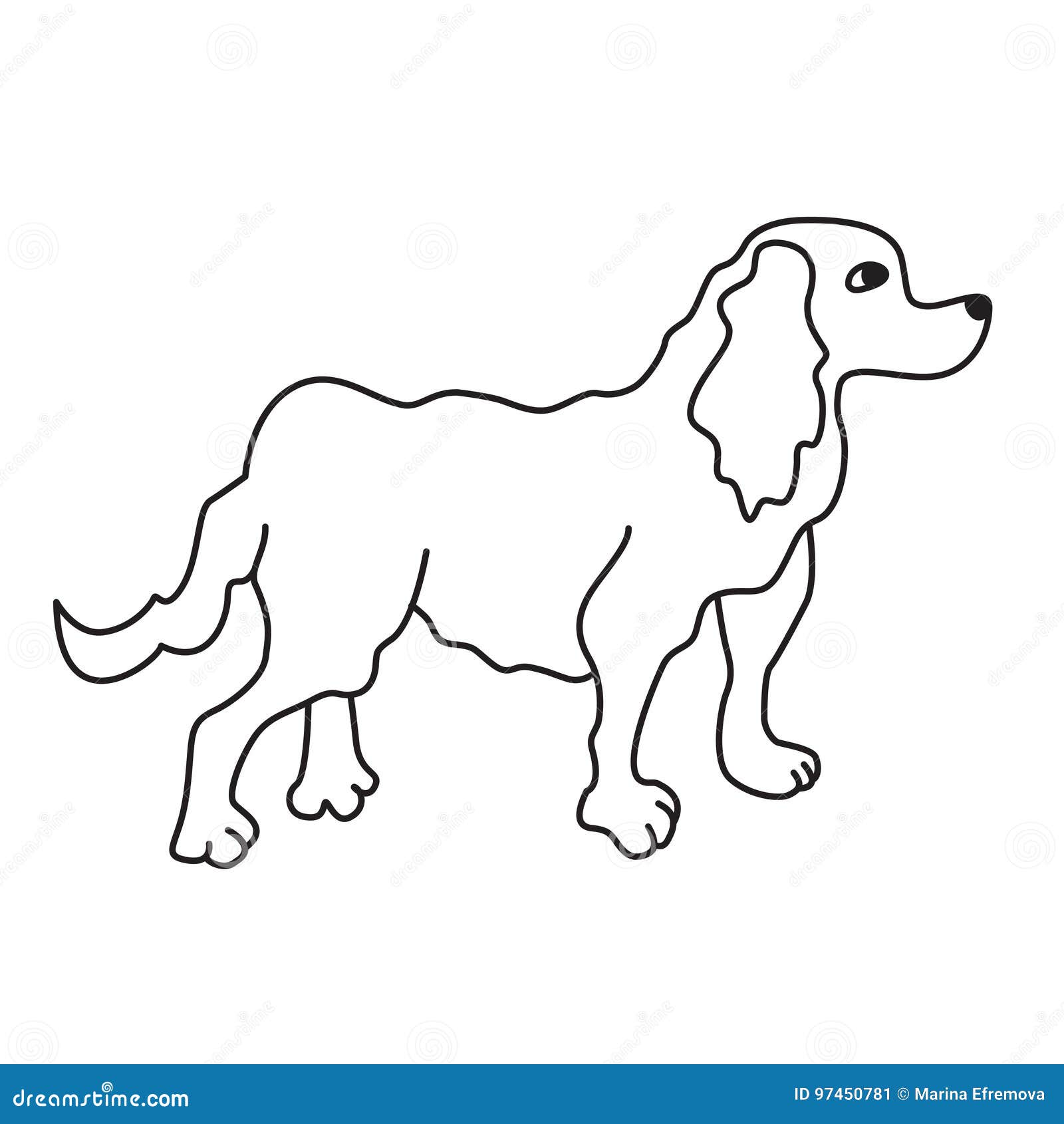 Black Vector Dog Thin Line. Stock Vector - Illustration of cartoon ...