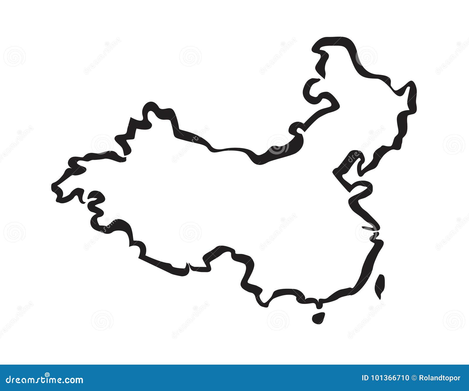 Black Vector Drawing Map of China. Vector Illustration. Stock Vector ...