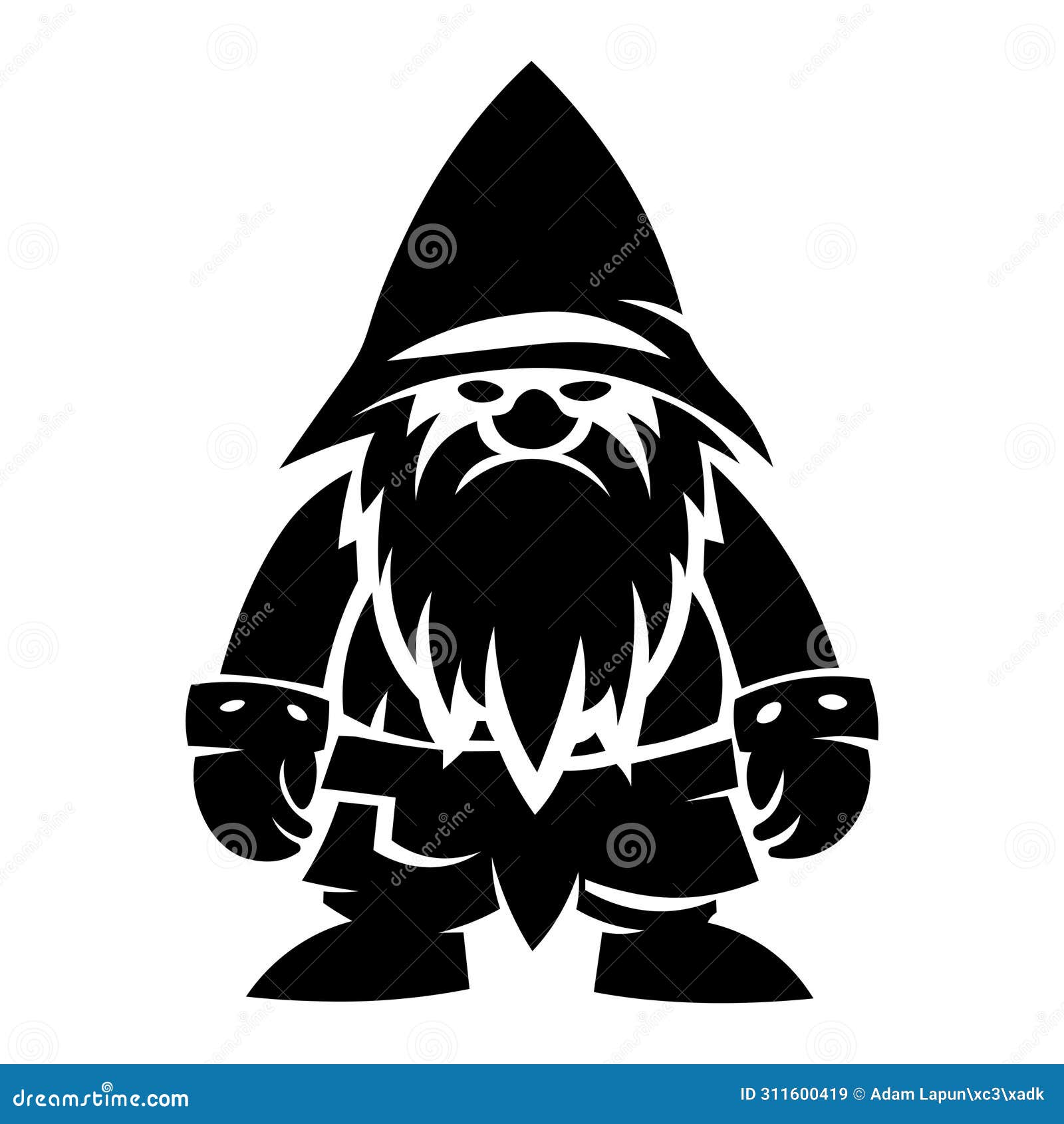 Vector, Dwarf Warrior Magician, Line Drawing, Sword, Cloak, Magic ...