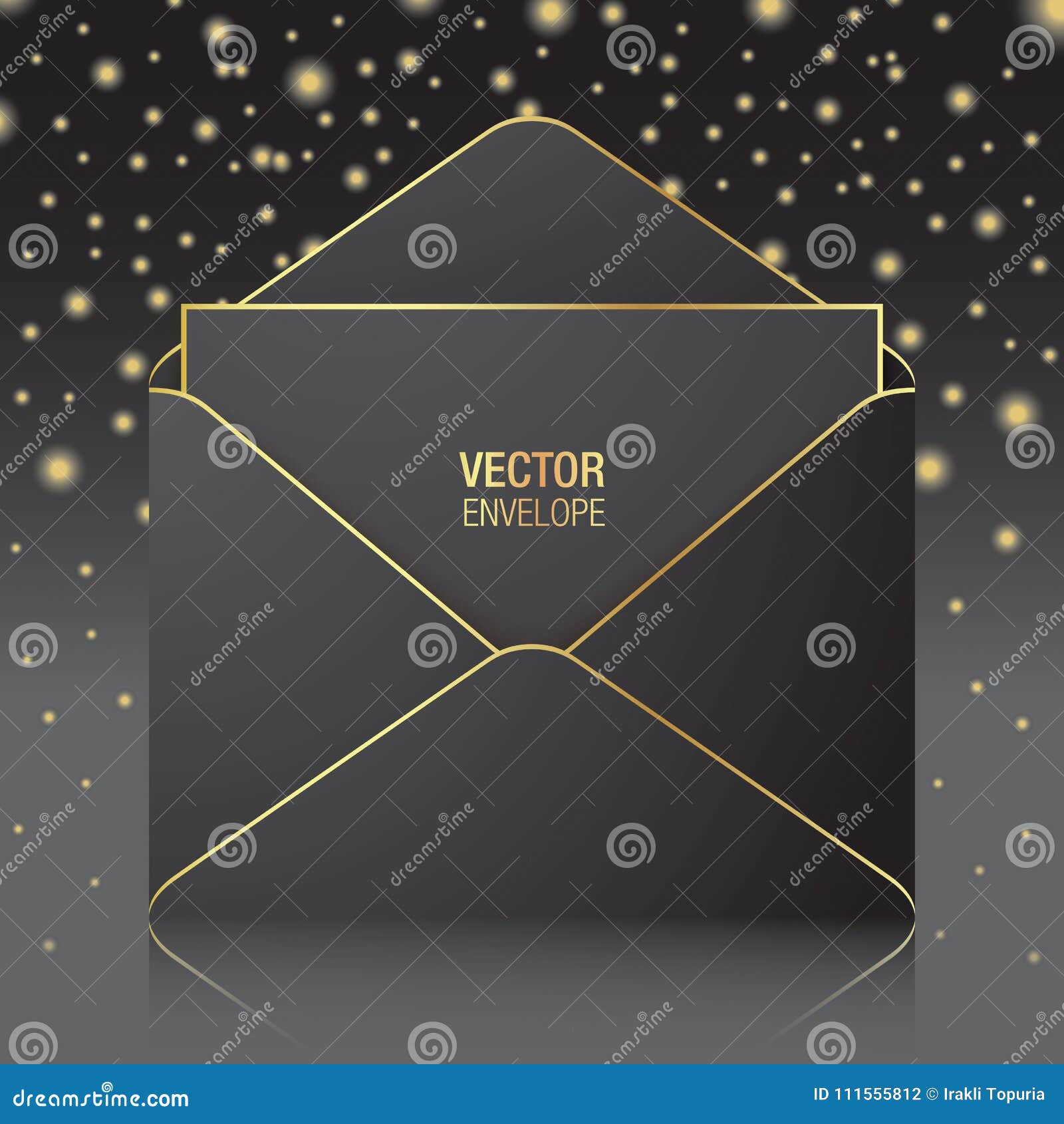 Black Vector Envelope Template. Stock Vector - Illustration of clean ...