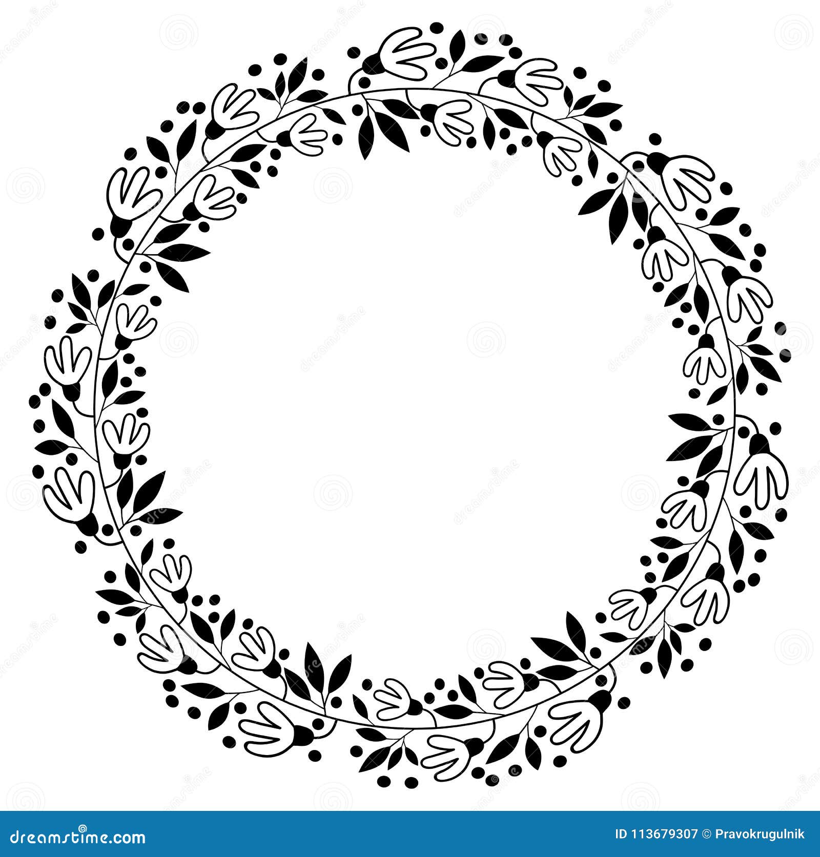 Black Vector Floral Border Wreath Design Stock Vector - Illustration of ...