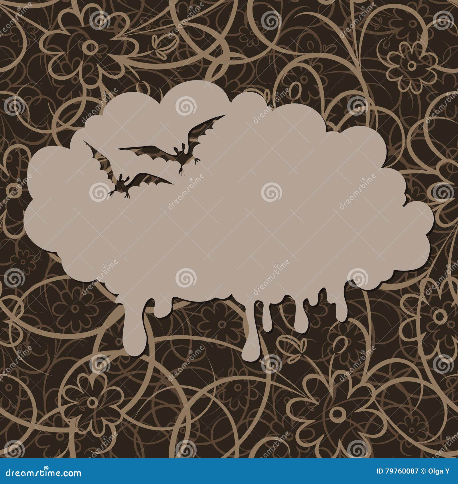Black Vector Frame with a Flying Bat. Stock Vector - Illustration of ...