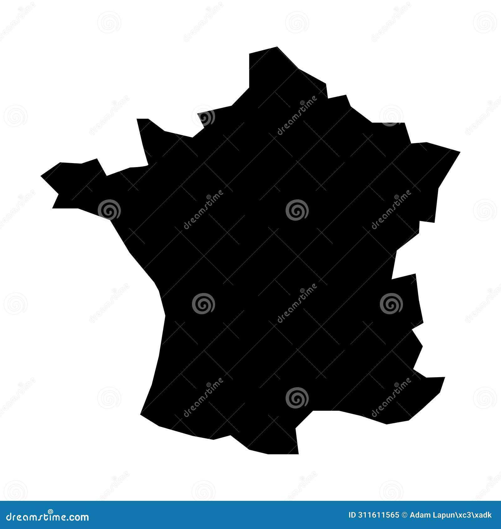 Black Vector France Map on White Background Stock Vector - Illustration ...
