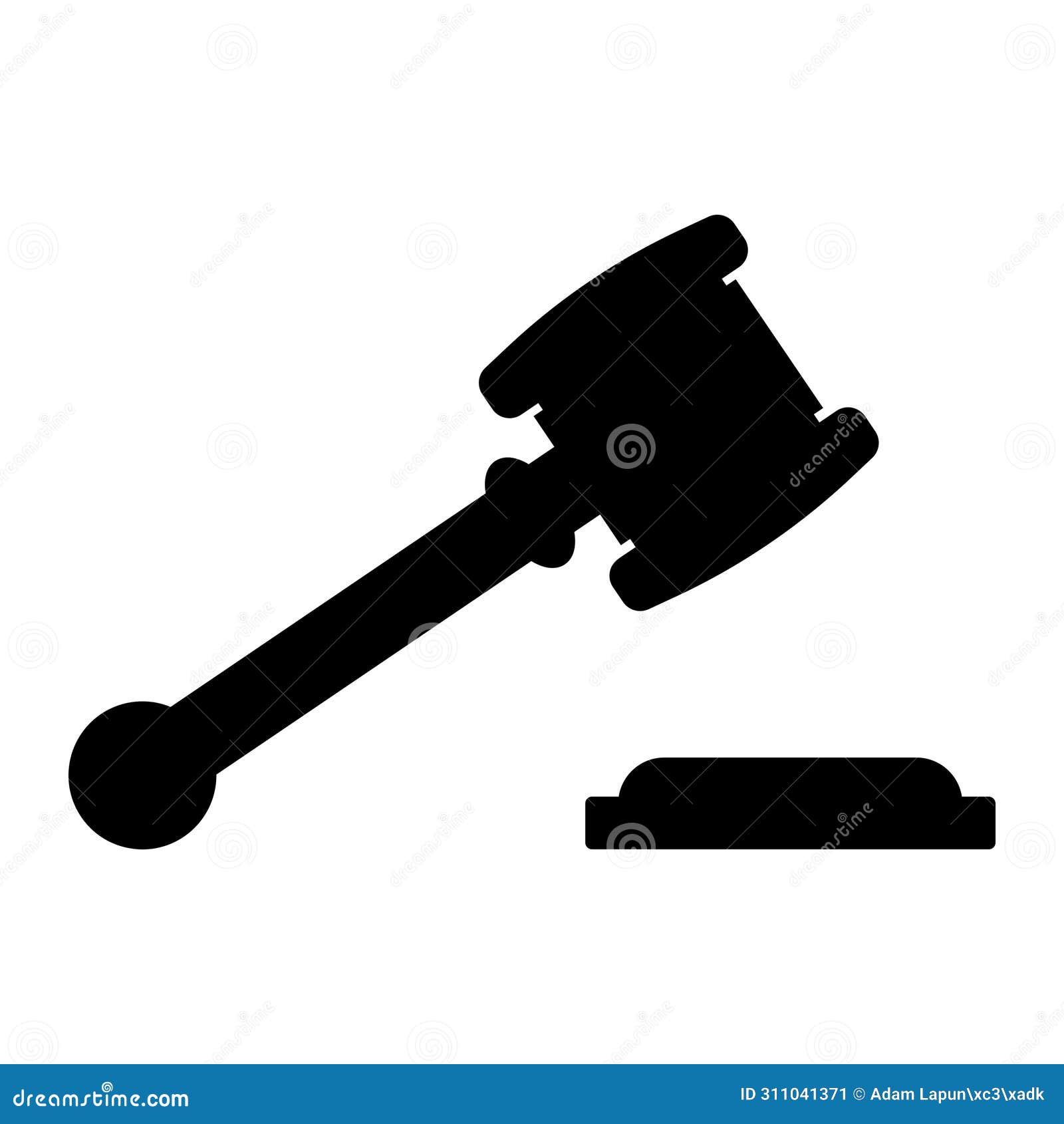 Black Vector Gavel Icon on White Background Stock Vector - Illustration ...