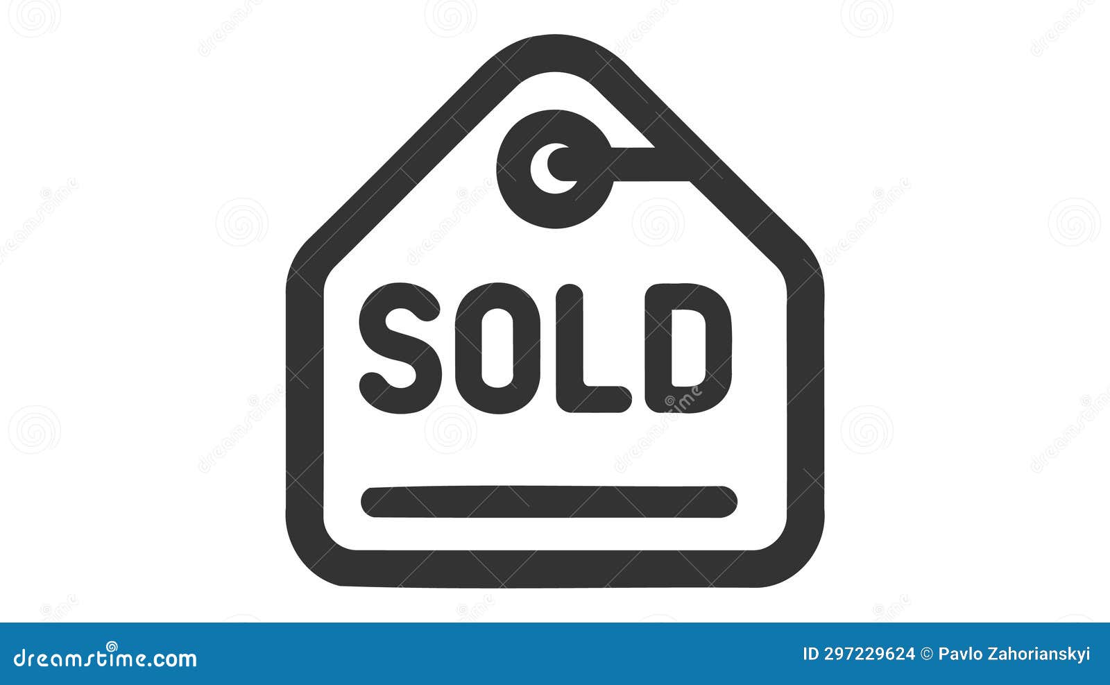 Black Vector Graphic Icon of a Sold Tag with Bold Lettering. Stock ...