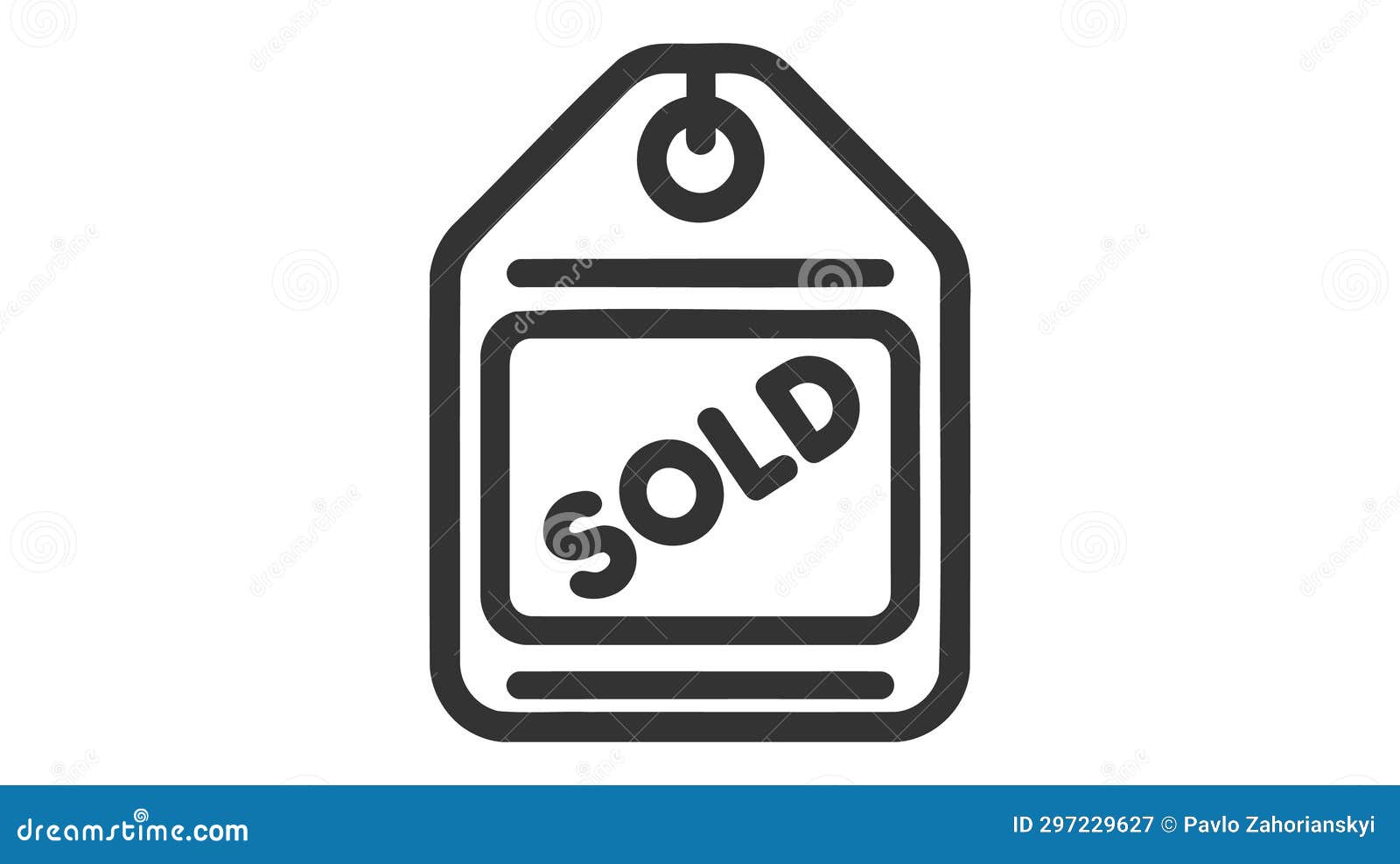 Black Vector Graphic Icon of a Sold Tag with Bold Lettering. Stock ...